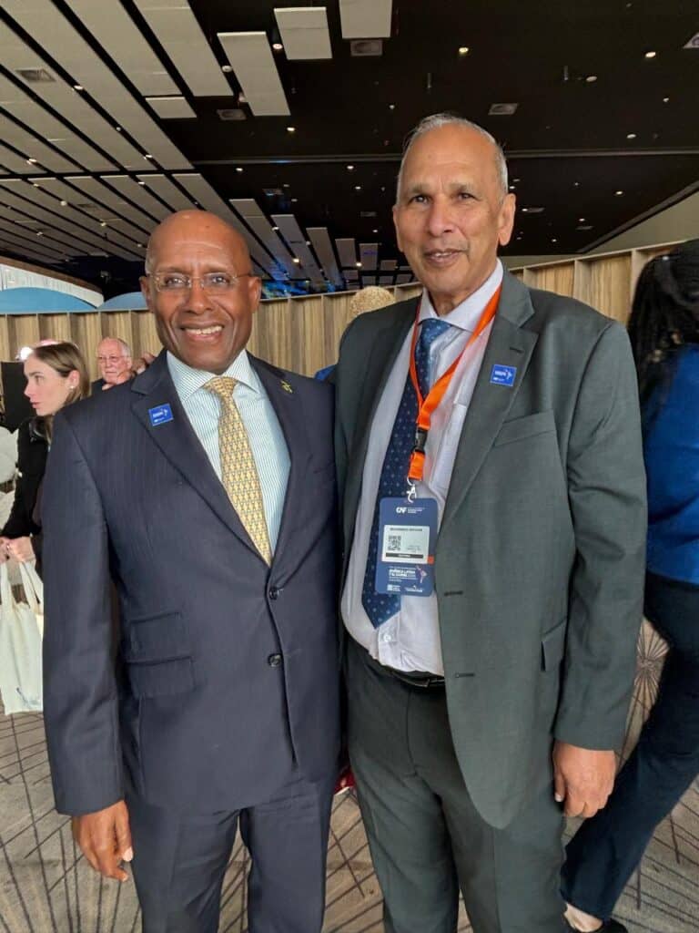 The IICA Director General and the CAF President and Vice President ...
